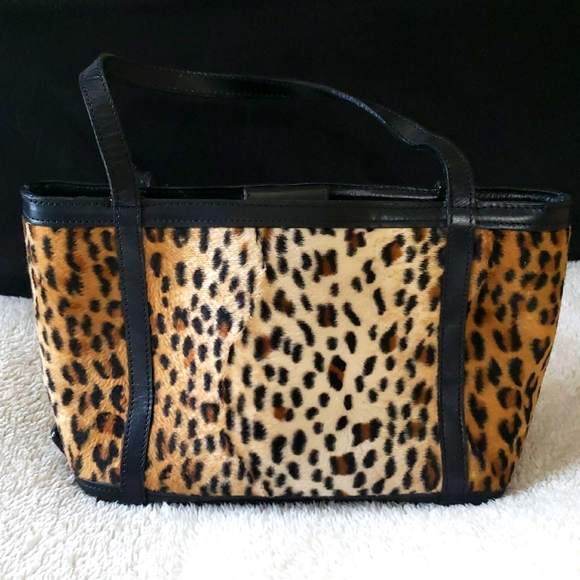 Maxx New York | Bags | Maxx New York Leopard Print Leather Handle ...